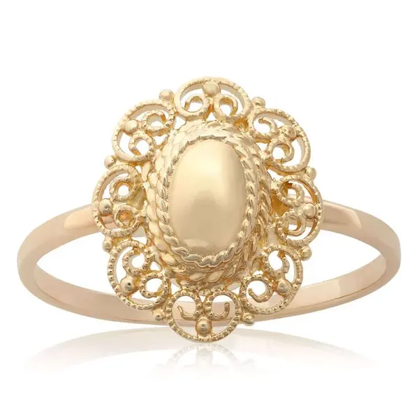 TOSCANO Filigree Framed Oval Dome 14k Ring - Yg