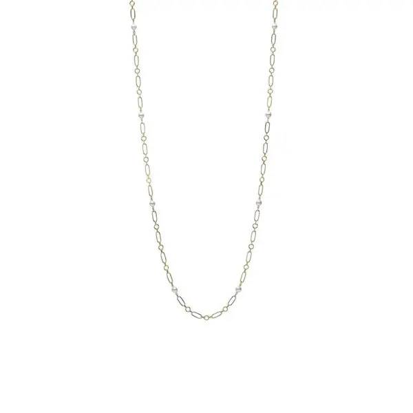 Mikimoto 18k Paperclip Chain Akoya Cultured Pearl Necklace - White
