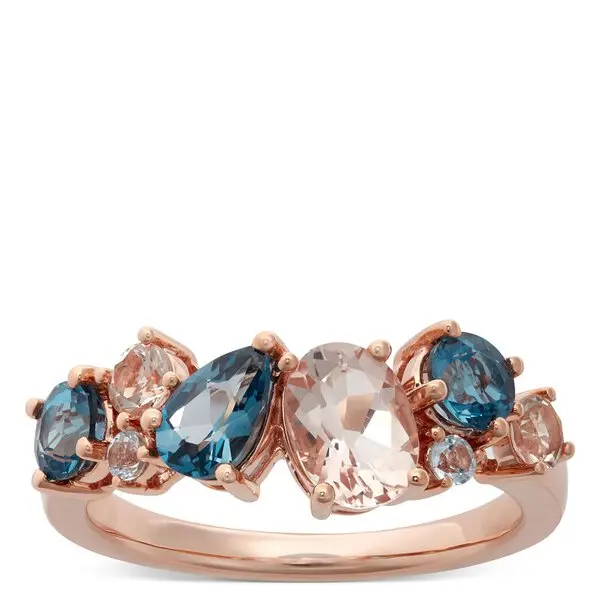 Benbridge 14k Rose Gold Morganite And Topaz Band - Blue