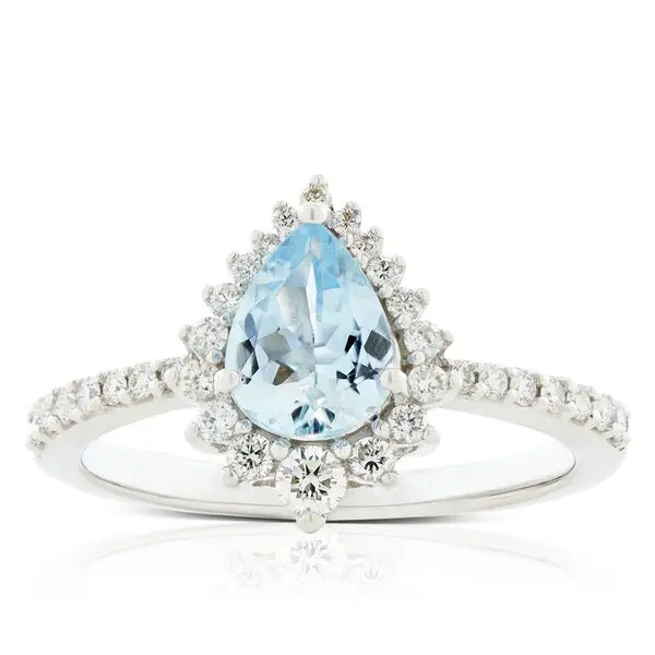 Benbridge Pear Aquamarine And Diamond Ring - Blue