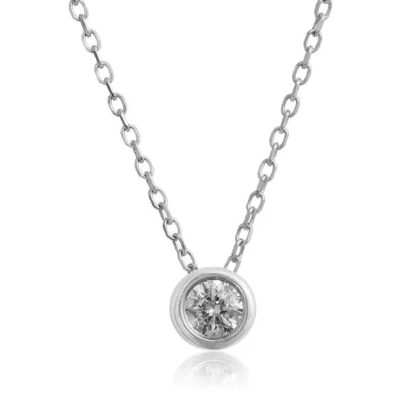 Benbridge Bezel Set Diamond Pendant Necklace - Wg