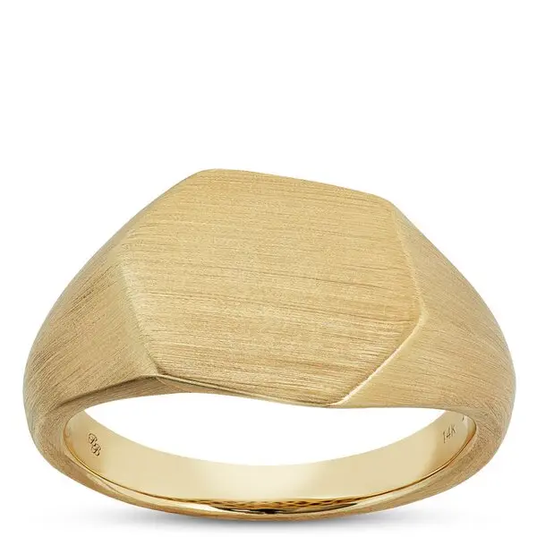 Benbridge Brushed Offset Hexagon Signet Ring - Yg