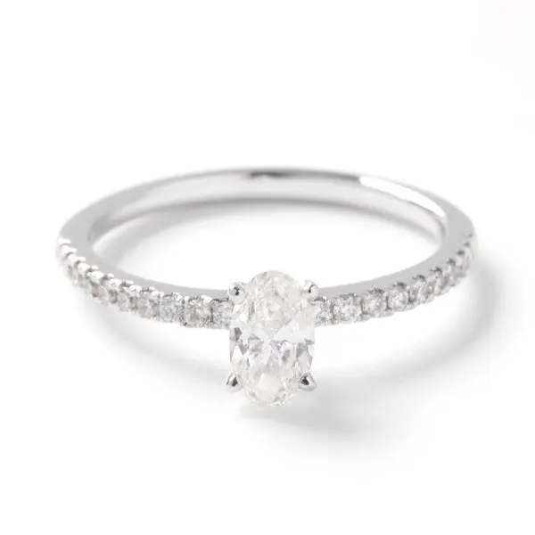 Benbridge Oval Diamond Engagement Ring In 14k White Gold - H-i