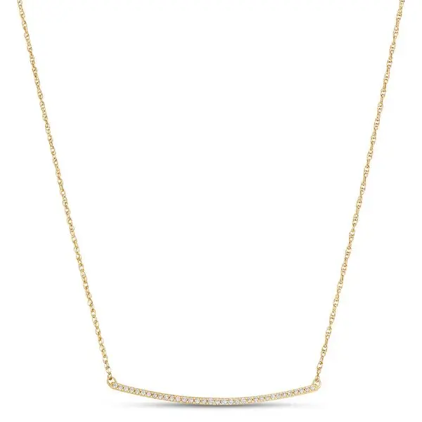 Benbridge Curved Bar Diamond Pendant Necklace - Clear