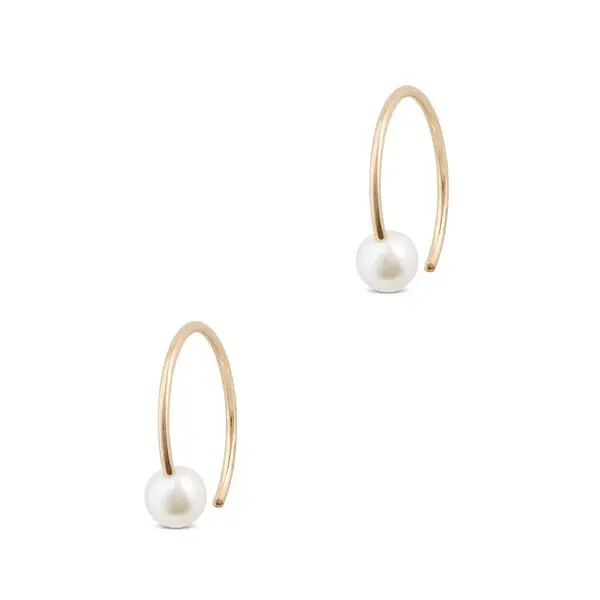 Benbridge Cultured Freshwater Pearl Hoop Earrings, 14k Yellow Gold - White