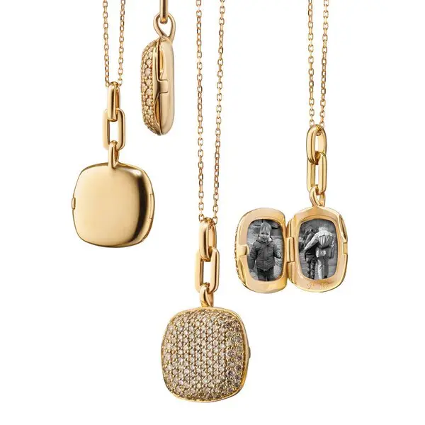 Monica Rich Kosann Rae' Locket Necklace With Champagne Diamonds - Yg