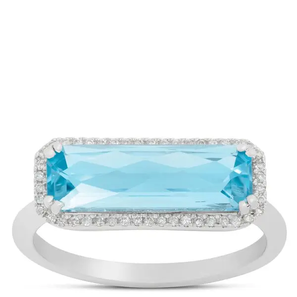 Benbridge Rectangular Topaz And Diamond Ring - Blue