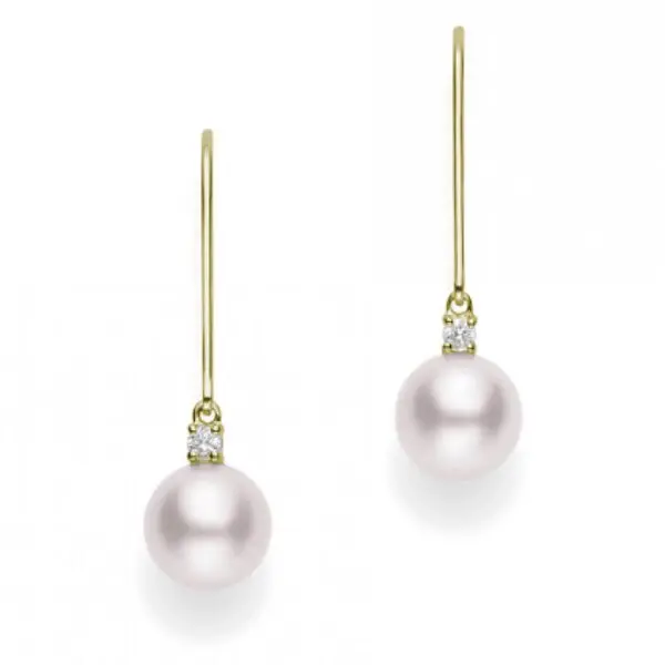 Mikimoto Akoya Cultured Pearl And Diamond Drop Earrings - White