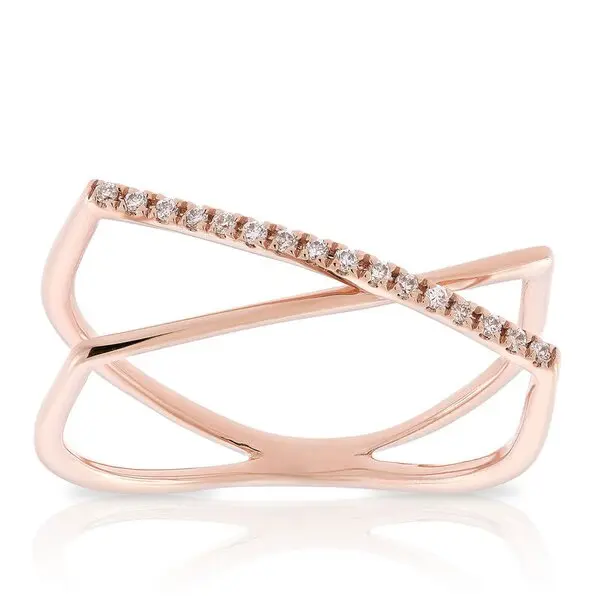 Benbridge Rose Gold Diamond Crossover Ring - Near Colorless