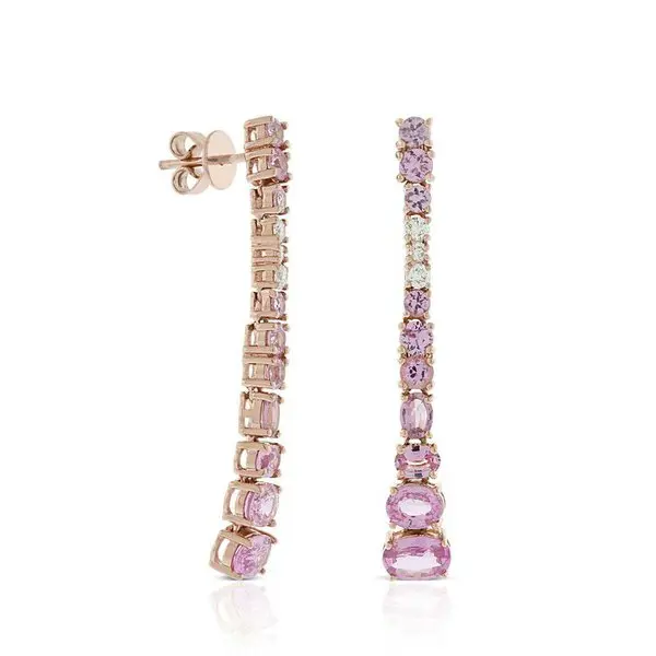 Benbridge 14k Rose Gold Sapphire & Diamond Earrings - Pink