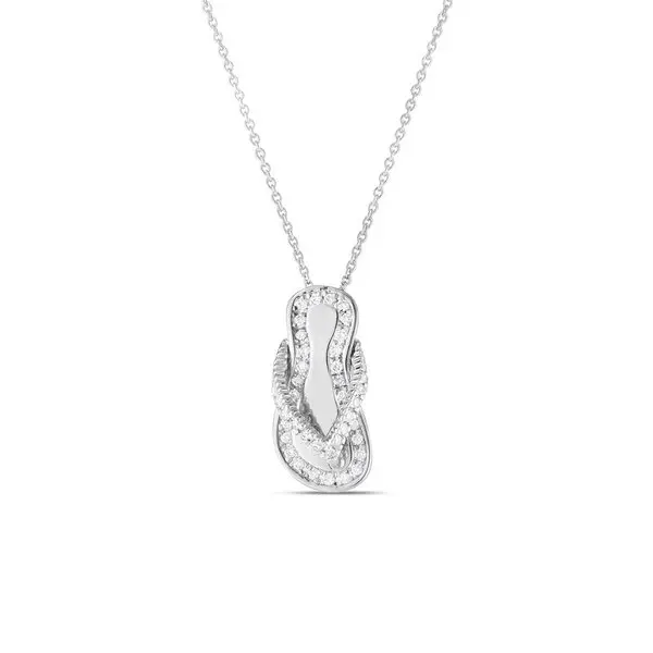 Roberto Coin Tiny Treasures Diamond Flip Flop Necklace - Wg