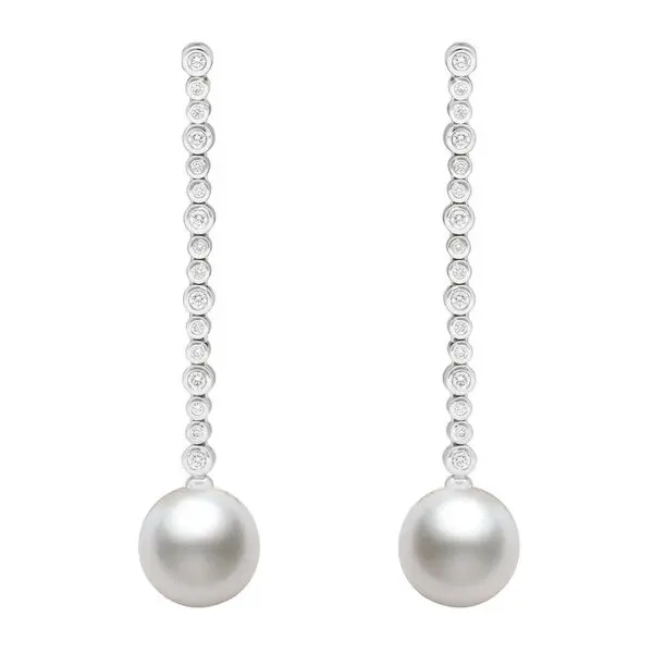 Mikimoto South Sea Cultured Pearl And Diamond Earrings - White