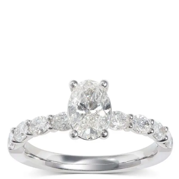 Benbridge 14k Oval Diamond Buttercup Ring - Wg