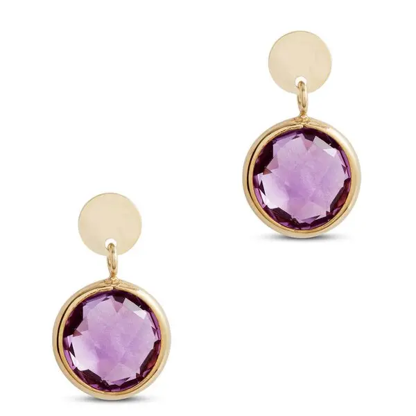Benbridge Round Amethyst Earrings In 14k Yellow Gold - Purple