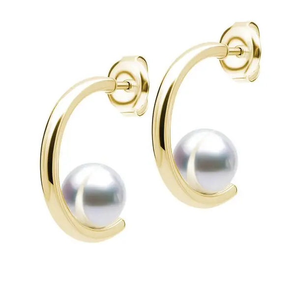 Mikimoto Classic Akoya Cultured Pearl Semi Hoop Earrings - White