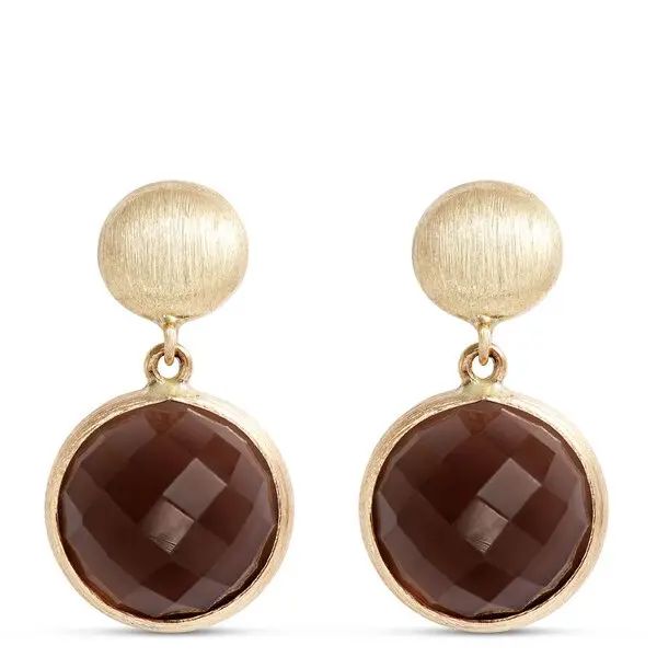 TOSCANO Round Smoky Quartz Drop Earrings - Brown