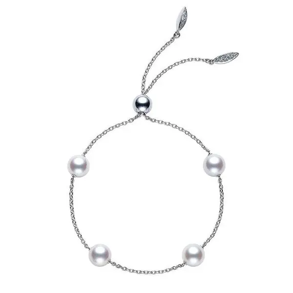 Mikimoto Akoya Cultured Pearl And Diamond Bolo Bracelet - White