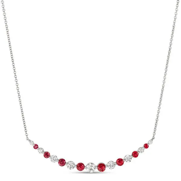 Benbridge Graduated Round Ruby And Diamond Necklace - Red