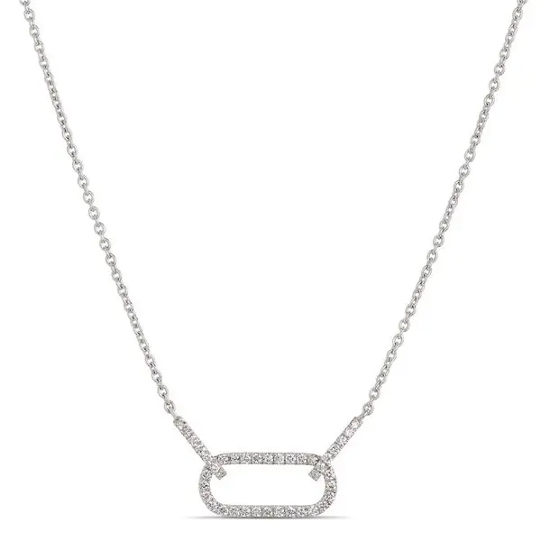 Benbridge Oval Diamond Ring Pendant Necklace - Wg