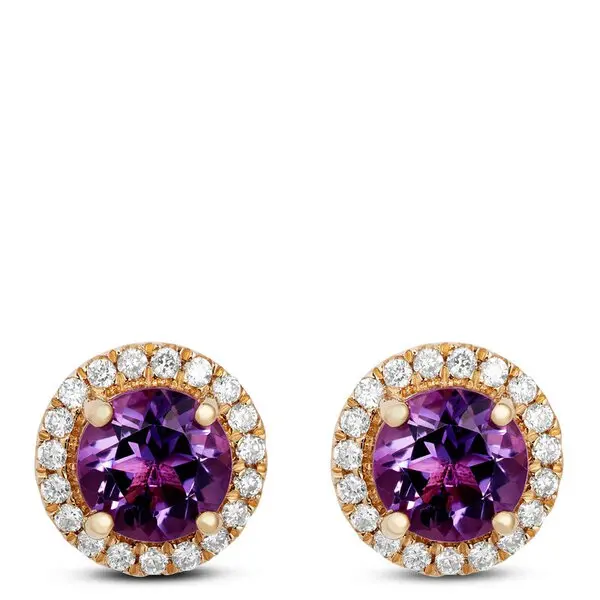 Benbridge Amethyst And Diamond Halo Stud Earrings - Purple