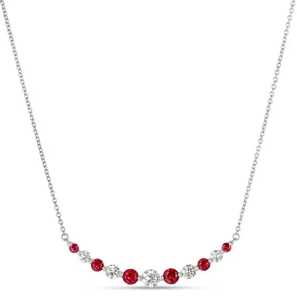 Benbridge Ruby And Diamond Cluster Necklace - Red