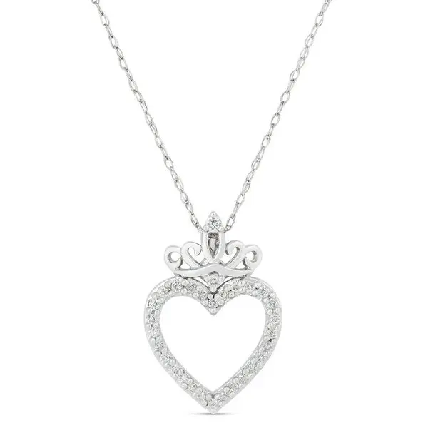 Benbridge Diamond Heart & Crown Necklace - Wg