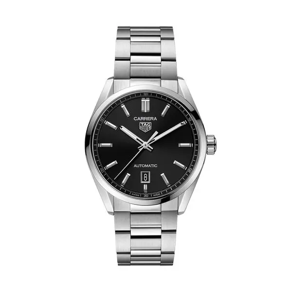 Tag Heuer Carrera Calibre 5 Auto Black Steel Watch, 39mm - Stainless Steel