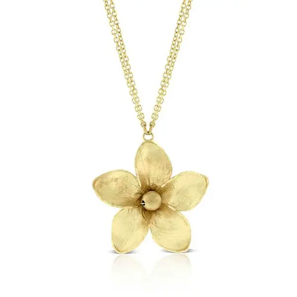 TOSCANO 14k Yellow Gold Double Chain Flower Necklace - Yg