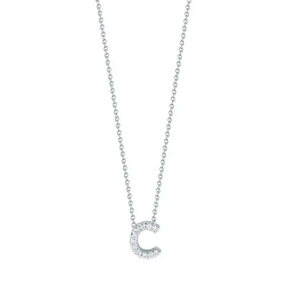 Roberto Coin 18k White Gold Diamond Love Letter C Necklace - Wg