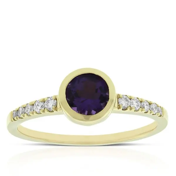 Benbridge 14k Yellow Gold Amethyst And Diamond Ring - Purple