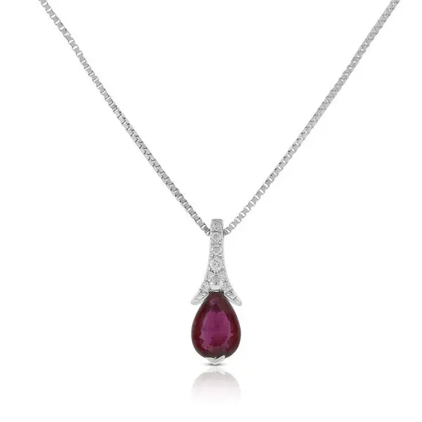 Benbridge Pear-shaped Ruby And Diamond 14k White Gold Pendant Necklace - Red