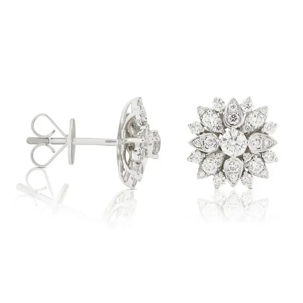 Benbridge Diamond Floral Burst Stud Earrings - Wg