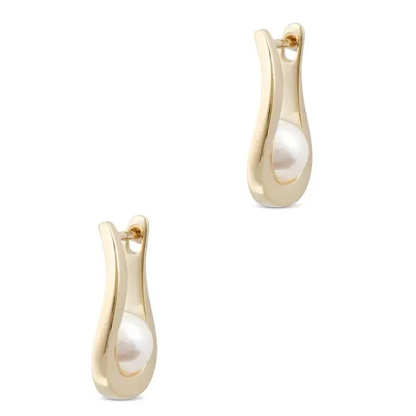 Benbridge 6.5mm Cultured Freshwater Pearl Twisted Hoop Earrings In 14k Yellow Gold - White