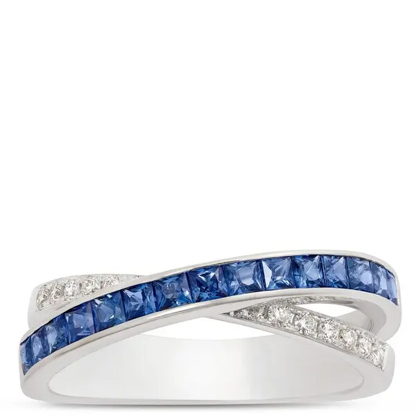Benbridge Sapphire And Diamond Crossover Ring - Blue