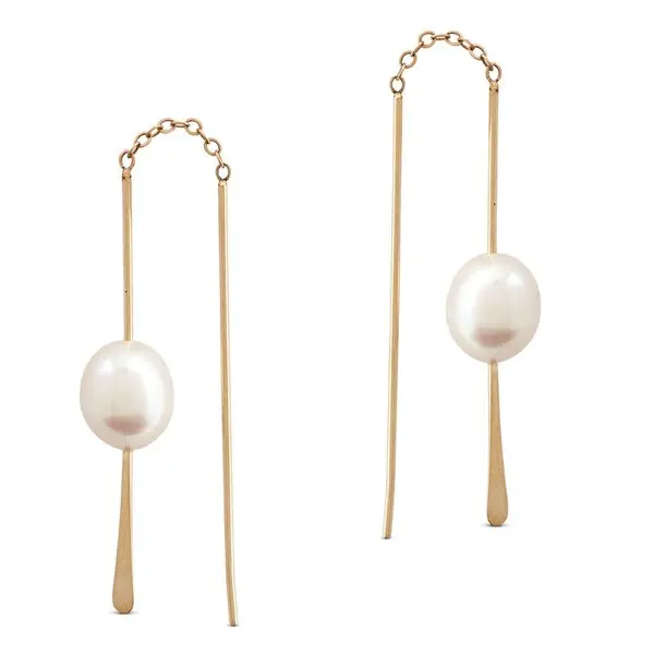 Benbridge 14k Yellow Gold Cultured Freshwater Pearl Threader Earrings - White