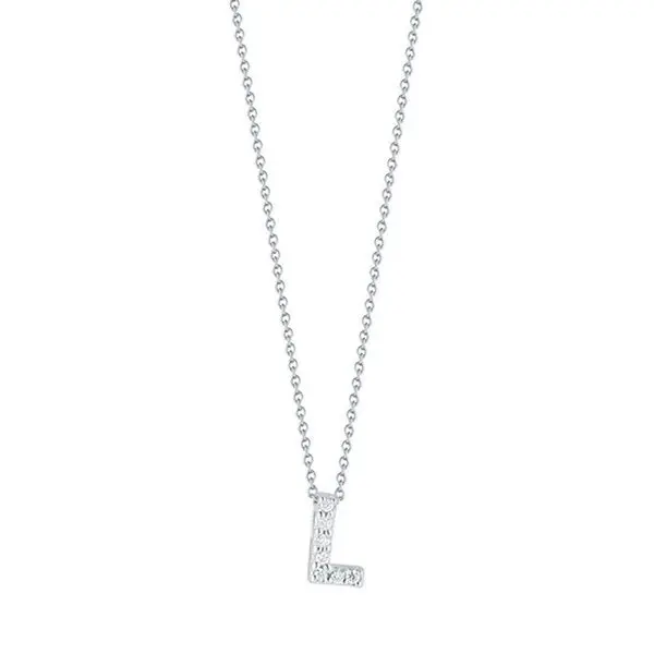 Roberto Coin 18k White Gold Diamond Love Letter L Pendant Necklace - Wg