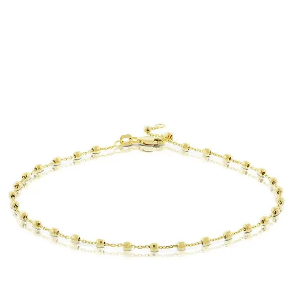 Benbridge Faceted Bead Station Anklet - Yg
