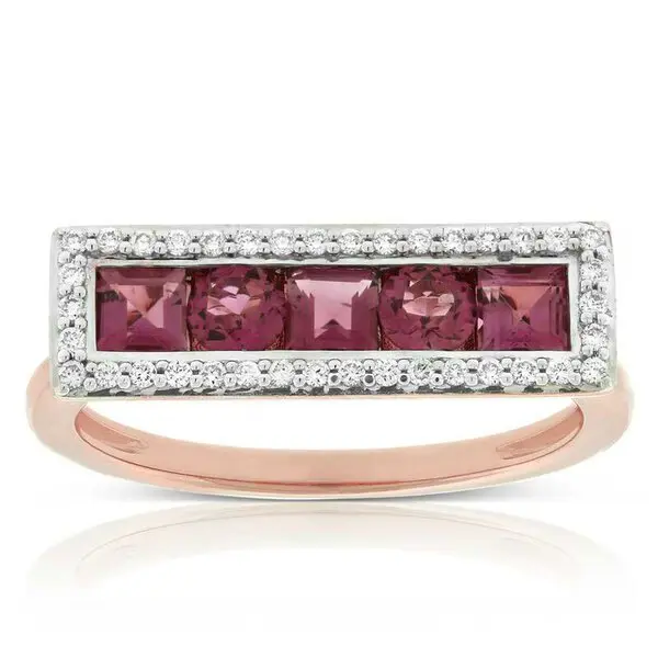 Benbridge Rose Gold Tourmaline & Diamond Ring - Pink