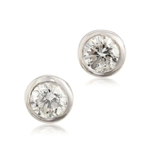 Benbridge Bezel Set Diamond Solitaire Stud Earrings 14k, 1 Ctw - Wg