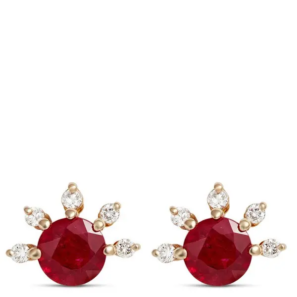 Benbridge Ruby Stud Earrings In 14k Yellow Gold - Red