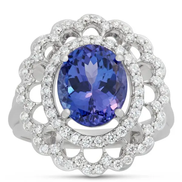 Benbridge Oval Tanzanite And Diamond Ring In 18k White Gold - Blue
