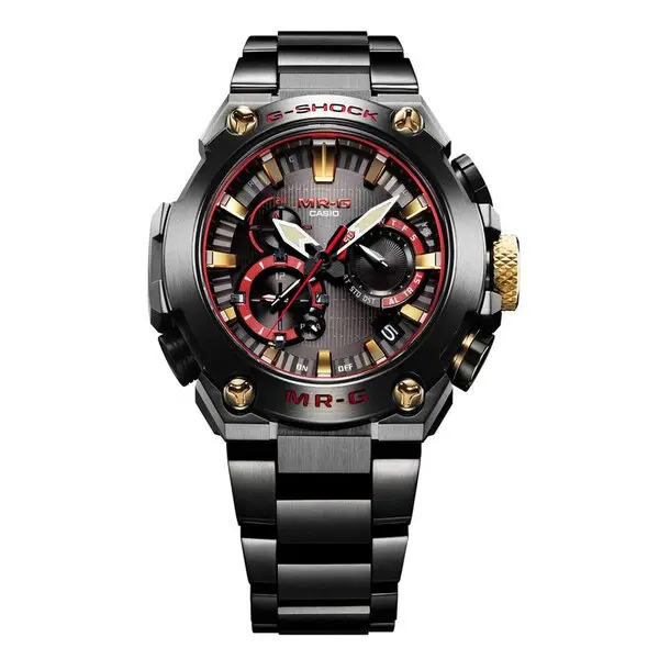 G-Shock Mr-g Watch With Red Accent Dial - Stainless Steel