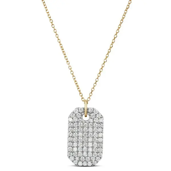 Benbridge Dog Tag Pave Diamond Pendant In 14k Yellow Gold - Yg