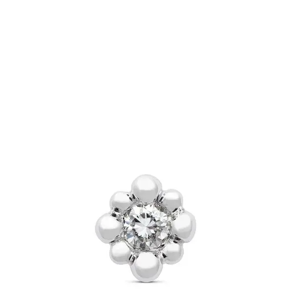 Benbridge 14k White Gold Beaded Diamond Flower Stud Earring - Wg