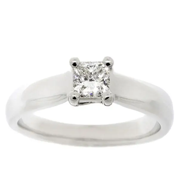 IKUMA 14k White Gold 1/2 Ct. Canadian Princess Cut Diamond Solitaire Ring - Wht