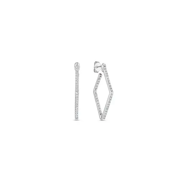 Roberto Coin 18k White Gold Diamond Hoop Earrings - Wg
