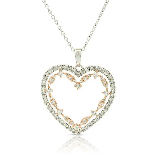 Benbridge 14k Rose And White Gold Diamond Heart Pendant Necklace - Tt