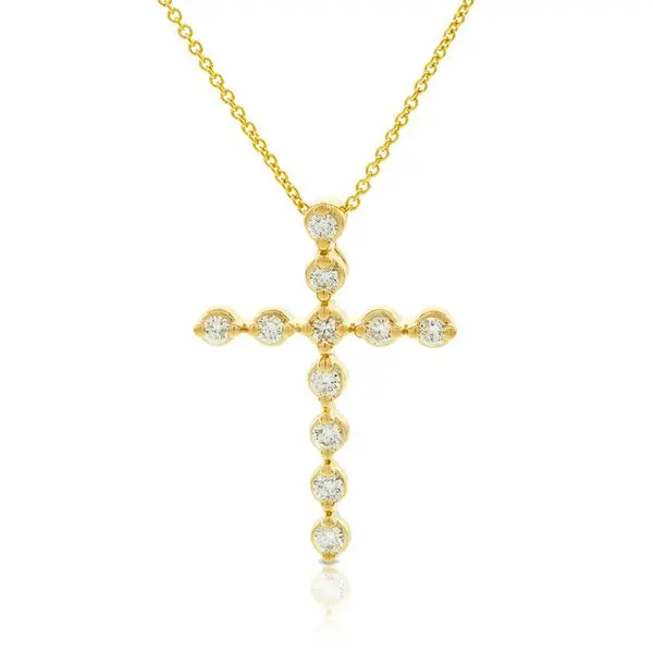 Benbridge Bezel Set Diamond Cross Pendant Necklace - Yg