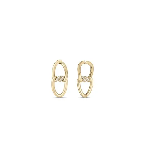 Roberto Coin 18k Yellow Gold Cialoma Small Chain Link Diamond Earrings - Yg
