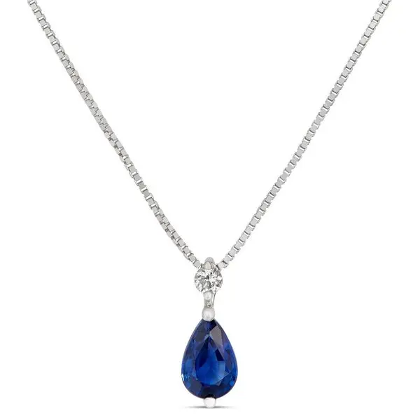 Benbridge Pear Sapphire And Diamond 14k White Gold Necklace - Blue